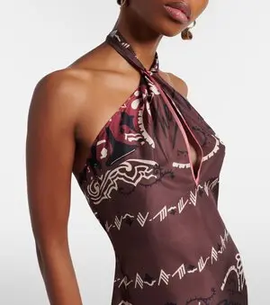 Attico Printed Silk Maxi Dress