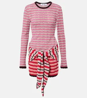 Attico Striped Crochet Cotton Minidress - Multicoloured