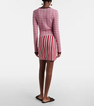 Attico Striped Crochet Cotton Minidress