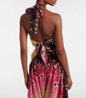 Attico Printed Halterneck Silk Top