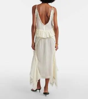 Attico Ruffled Cotton Maxi Skirt