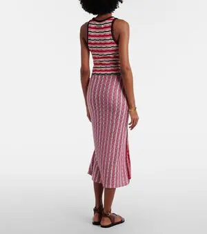 Attico Striped Crochet Cotton Midi Dress