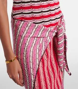 Attico Striped Crochet Cotton Midi Dress