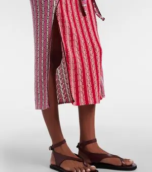 Attico Striped Crochet Cotton Midi Dress