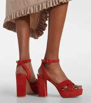 GIANVITO ROSSI Sabrina Suede Platform Sandals - Orange