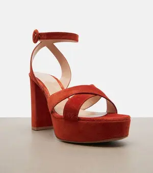 GIANVITO ROSSI Sabrina Suede Platform Sandals - Orange