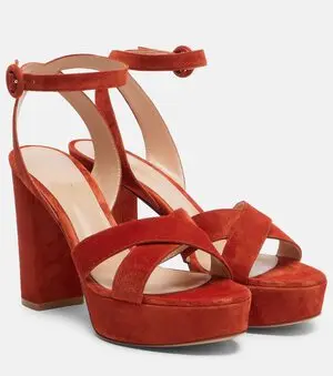GIANVITO ROSSI GIANVITO ROSSI Sabrina Suede Platform Sandals Orange
