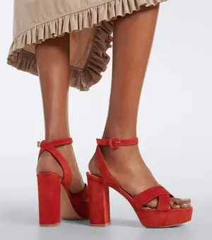 GIANVITO ROSSI Sabrina Suede Platform Sandals - Orange