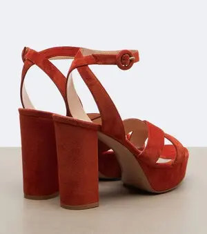 GIANVITO ROSSI Sabrina Suede Platform Sandals - Orange