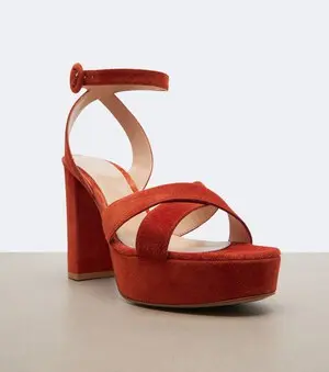 GIANVITO ROSSI Sabrina Suede Platform Sandals - Orange