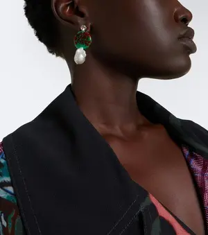 Dries Van Noten Embellished Drop Earrings - Green