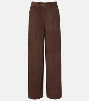 Brunello Cucinelli Suede Wide-leg Pants - Brown