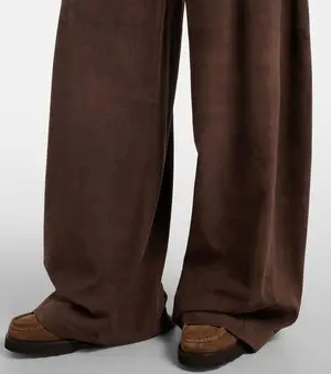 Brunello Cucinelli Suede Wide-leg Trousers - Brown