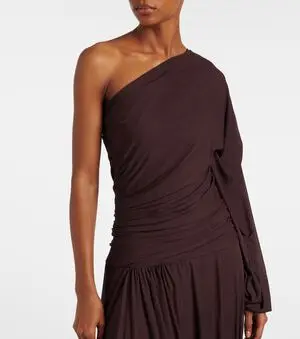 Proenza Schouler Gabri Draped One-shoulder Midi Dress - Brown
