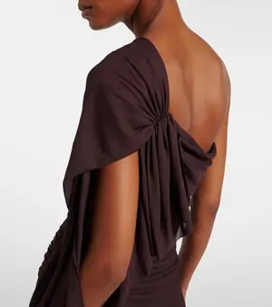 Proenza Schouler Gabri Draped One-shoulder Midi Dress - Brown