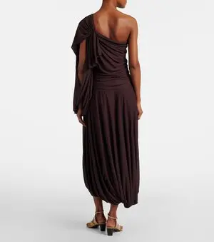 Proenza Schouler Gabri Draped One-shoulder Midi Dress - Brown