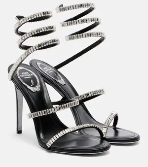 Rene Caovilla Cleo Spark Embellished Leather Sandals - Silver