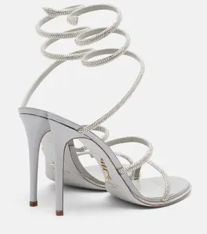 Rene Caovilla Cleo Embellished Satin Sandals - Silver