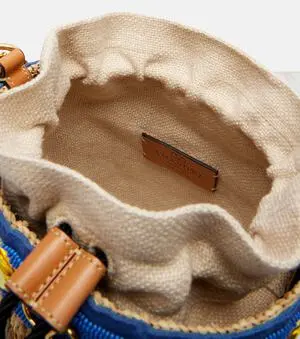 Valentino Garavani Vlogo Small Embellished Raffia-effect Bucket Bag