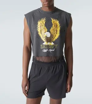 Satisfy Mothtech Cropped Cotton Jersey Tank Top With Fringed Hem
