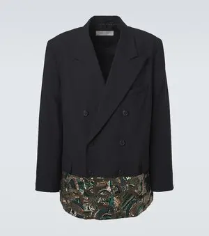 Dries Van Noten Embellished Double-breasted Wool Blazer - Black