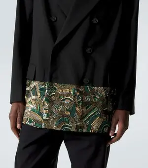 Dries Van Noten Embellished Double-breasted Wool Blazer