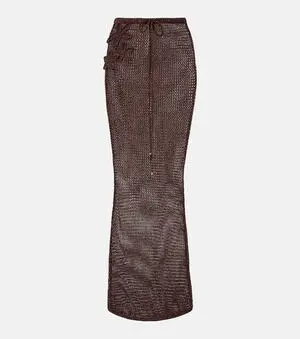 BANANHOT Cori Open-knit Lame Maxi Skirt - Brown