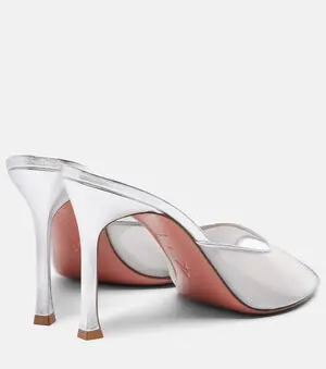 Amina Muaddi Alexa Leather-trimmed Mesh Mules
