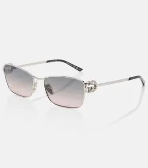 Gucci Interlocking G Crystal-embellished Rectangular Sunglasses