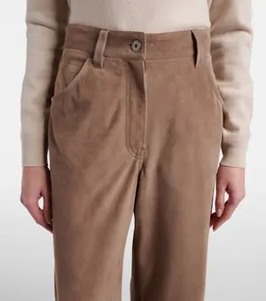 Brunello Cucinelli Suede Wide-leg Pants