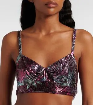 Rabanne Floral Chainmail Crop Top