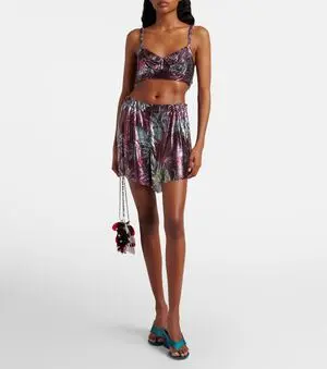 Rabanne Floral Chainmail Crop Top