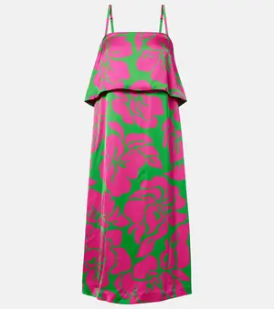 Dries Van Noten Floral Satin Midi Dress - Multicoloured