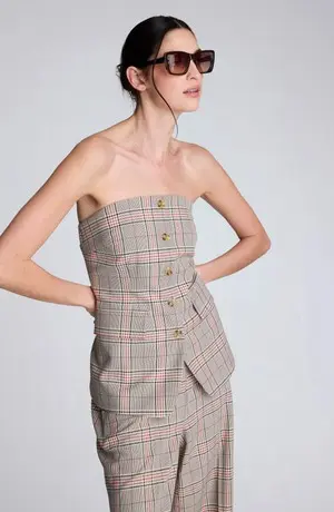 KENNETH COLE Plaid Strapless Vest