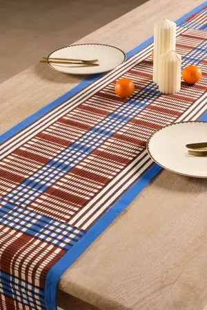 INNER CHILD Shetland Plaid Blockprint Tablerunner