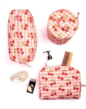 INNER CHILD Cherry Round Upright Makeup Bag