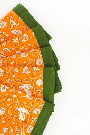 INNER CHILD Birds Of A Feather Blockprint Napkinsset Of 4