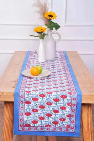 INNER CHILD Araminta Blockprint Tablerunner - Red