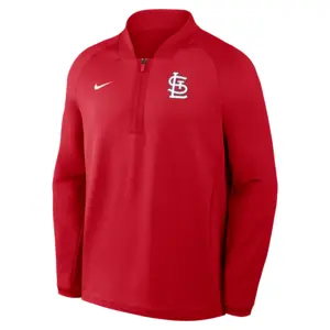 Nike St. Louis Cardinals Dri-fit Mlb 1/2-zip Long-sleeve Top - Red