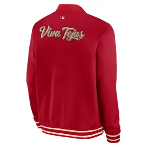 Nike Texas Rangers Authentic Collection City Connect Mlb Full-zip Bomber Jacket - Red