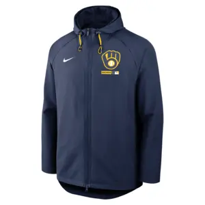 Nike Milwaukee Brewers Authentic Collection Therma-fit Mlb Full-zip Hooded Jacket - Blue