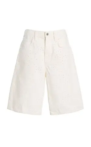Citizens Of Humanity Court Denim Shorts With Eyelet Detailing - White