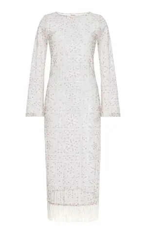 BOTEH Folkora Fringed Cotton Mesh Dress