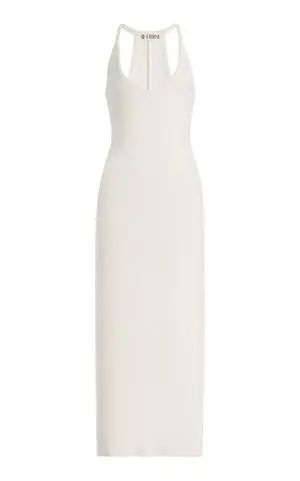 ETERNE Éterne Ribbed Jersey Halter Maxi Dress