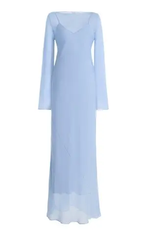 Bondi Born Maxi Silk Chiffon Dress - Blue