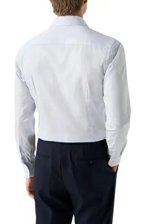 Eton Contemporary Fit Pinstripe Cotton Twill Dress Shirt - Light Blue