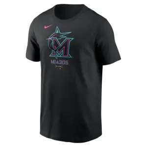 Nike Miami Marlins City Connect Large Logo Mlb T-shirt - Black