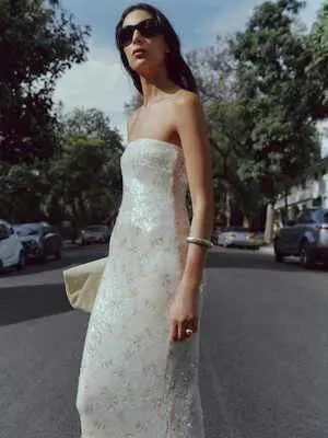 REFORMATION Ellison Knit Sequin Maxi Dress - Ivory