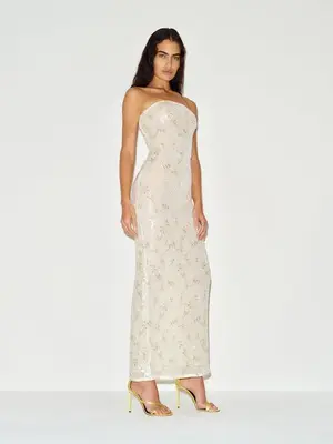 REFORMATION Ellison Knit Sequin Maxi Dress - Ivory