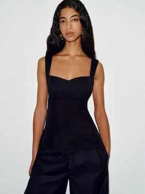 REFORMATION Nova Knit Top - Black